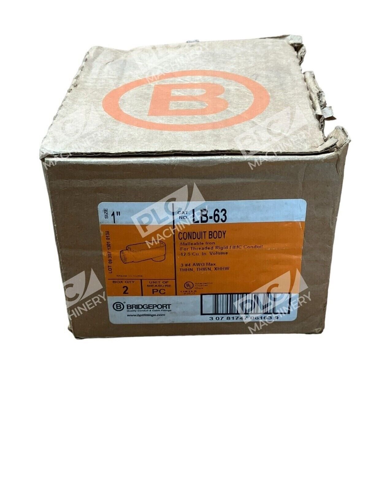 Bridgeport LB-63 Conduit Body 1" (Box of 2) - PLCmachinery.com