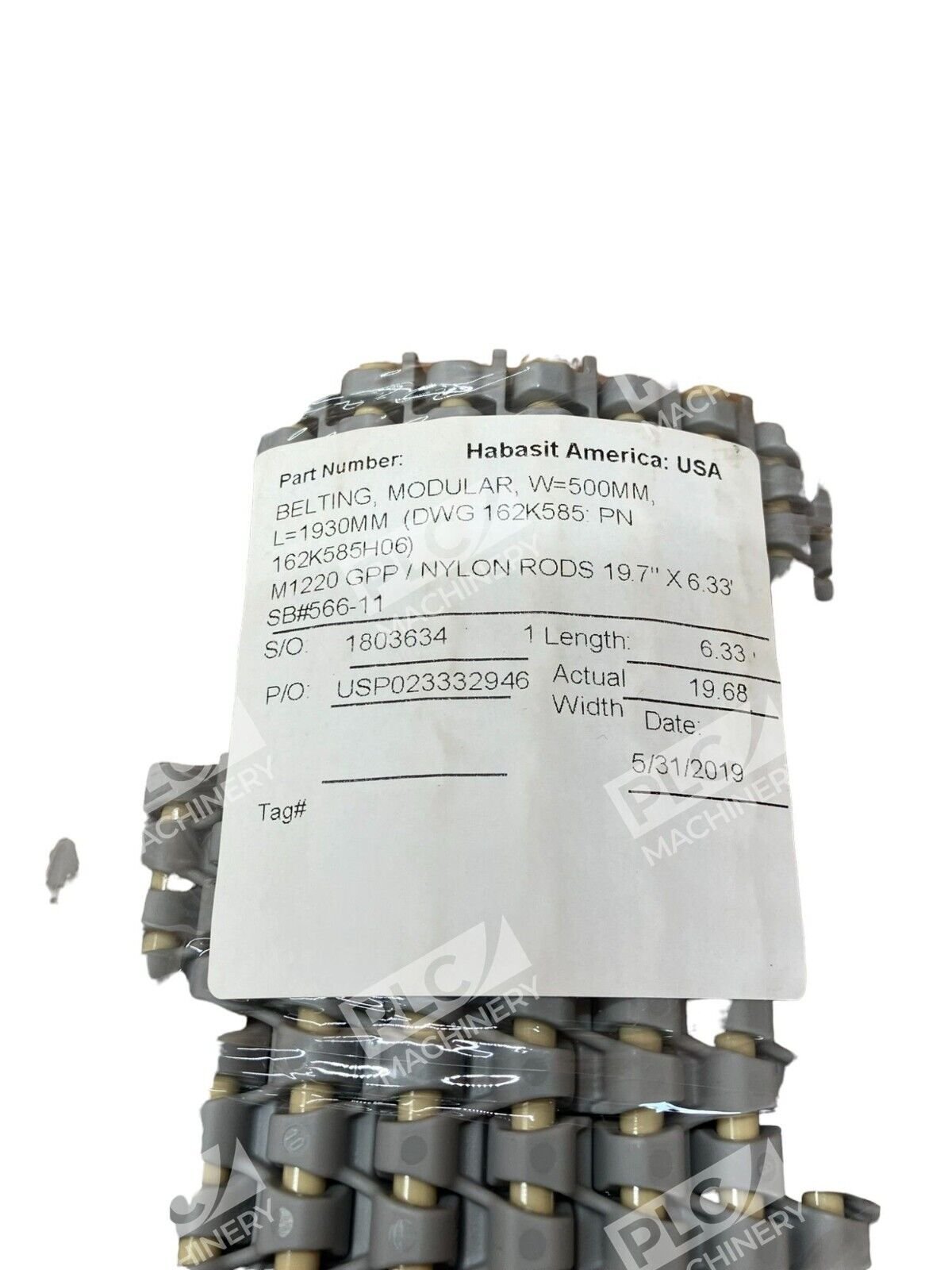 Habasit America M1220 Modular Belting 500MMx1930MM - PLCmachinery.com