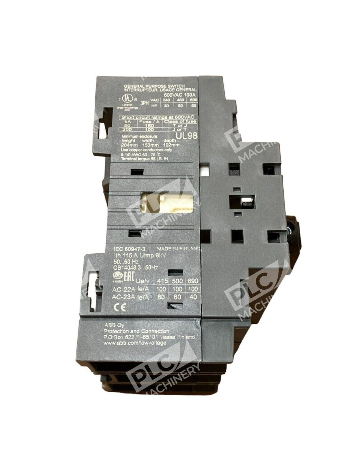 ABB OT100F3 600VAC 100A General Purpose Switch - PLCmachinery.com