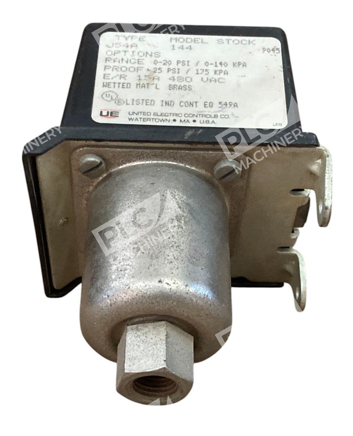 United Electric UE 0-20PSI 25PSI 15A 480VAC Pressure Switch J54A 144