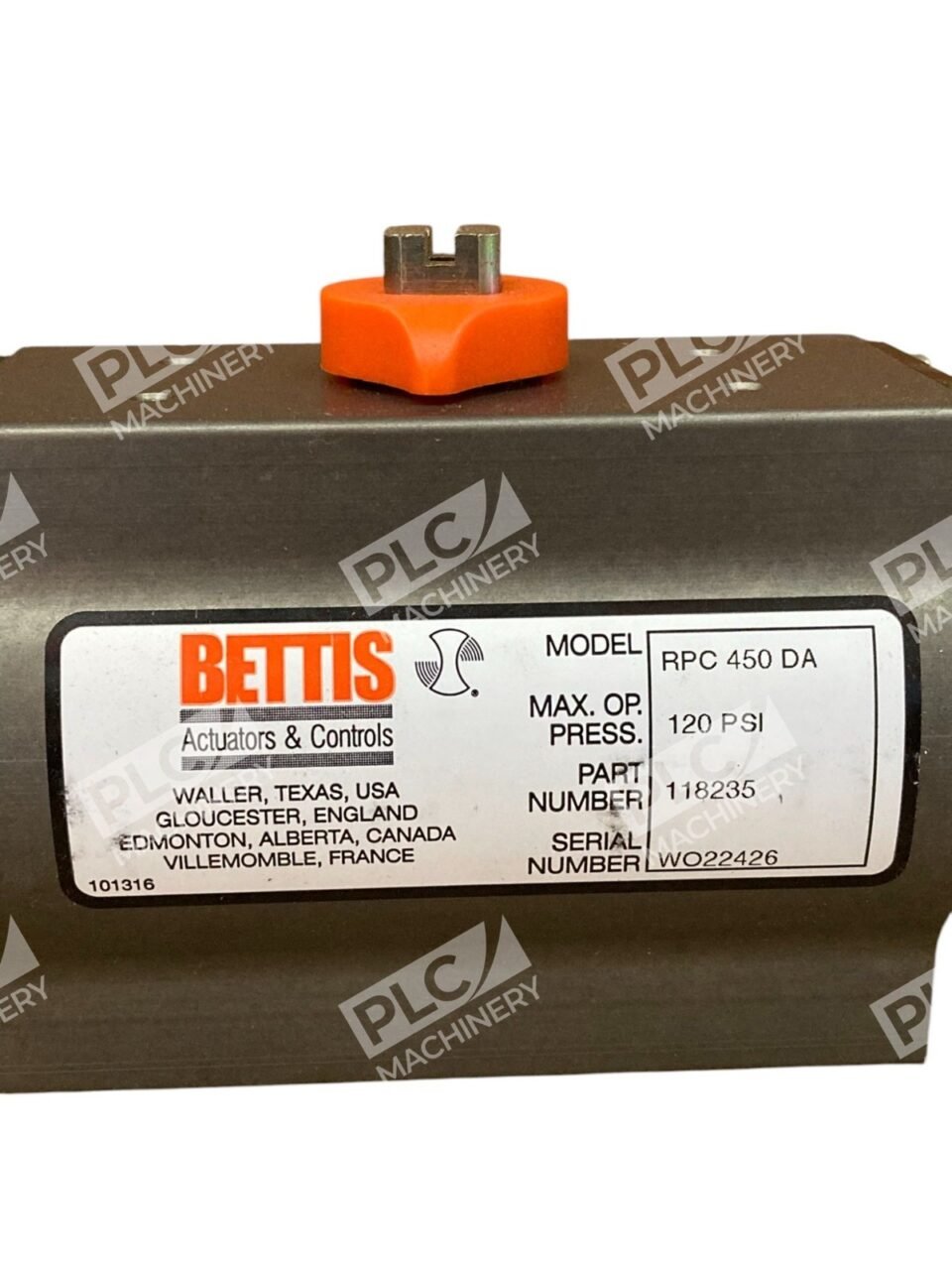 Bettis RP 450 DAG CW RPC 450 DA 120PSI Pneumatic Valve Actuator 118235